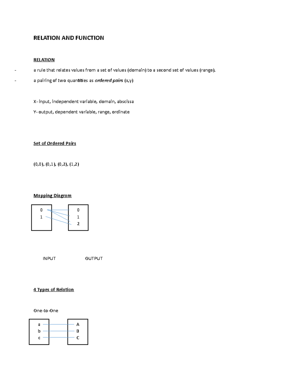 Relation-AND- Function - RELATION AND FUNCTION RELATION a rule that ...