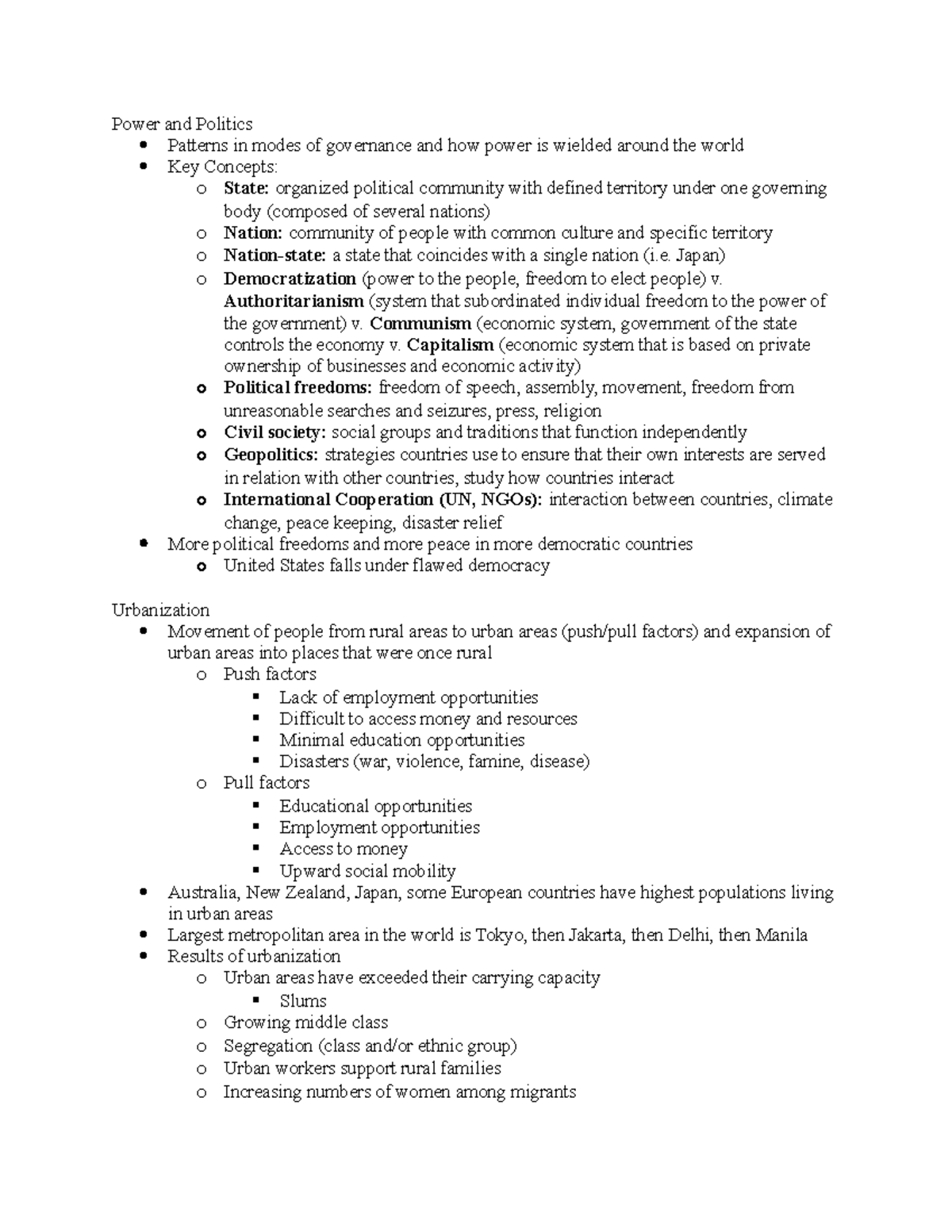 Power, Politics, and Urbanization Notes - Power and Politics Patterns ...