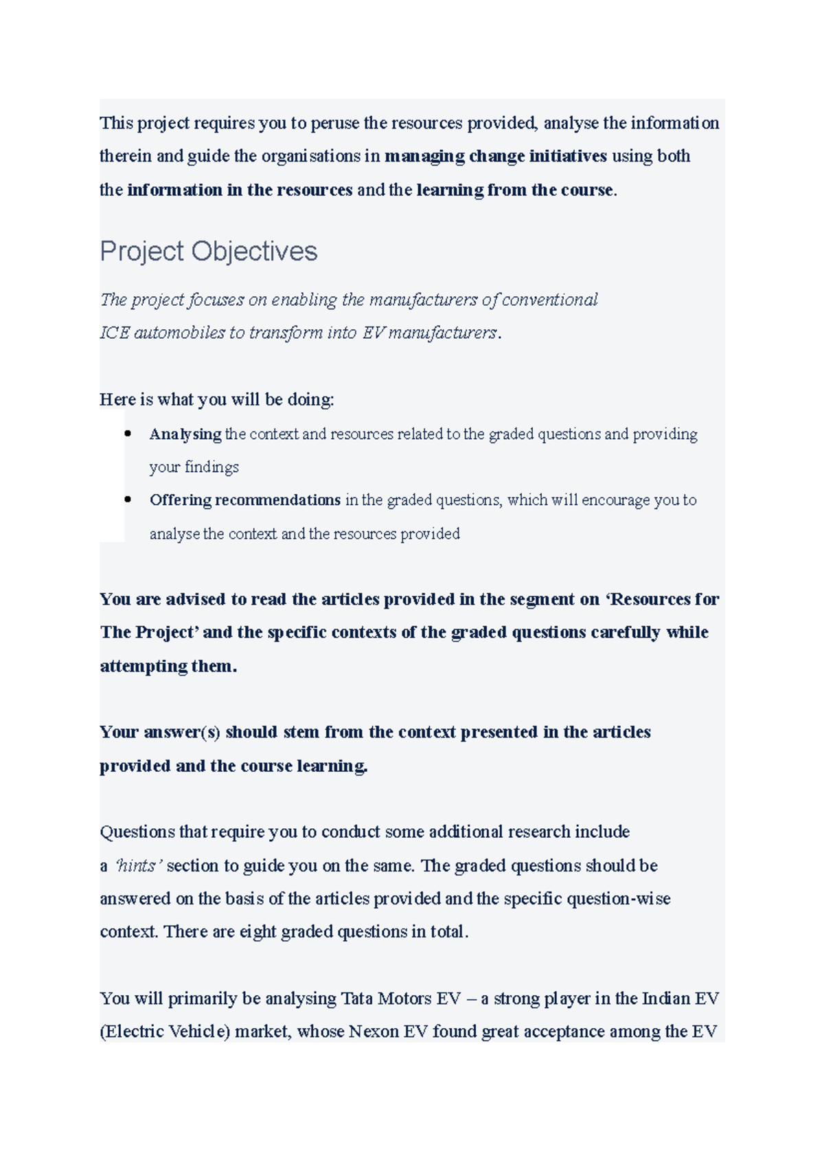 Project Overview - This project requires you to peruse the resources ...