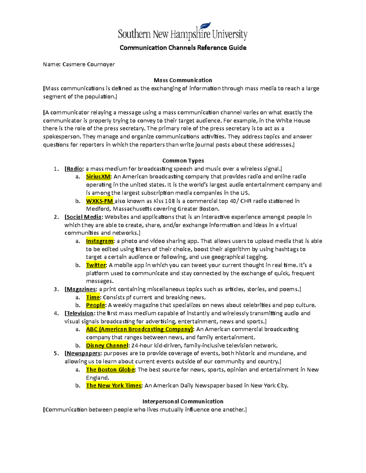 COM 127 mod 2 homework - Module two - Communication Channels Reference ...