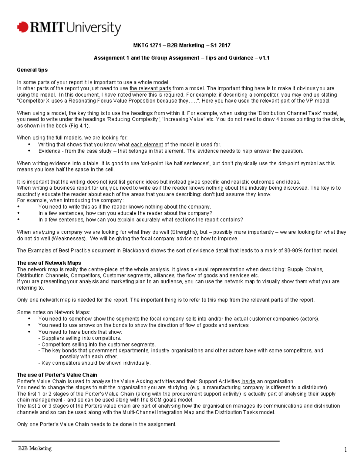 B2B Marketing - Assignment Feedback and advice v1 - MKTG1271 B2B ...