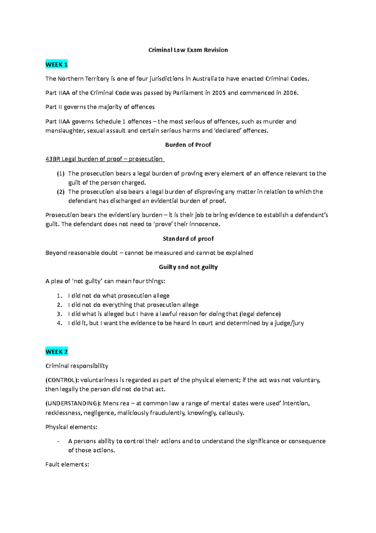 Criminal Law Exam Revision Part IIAA Of The Criminal Code Was Passed