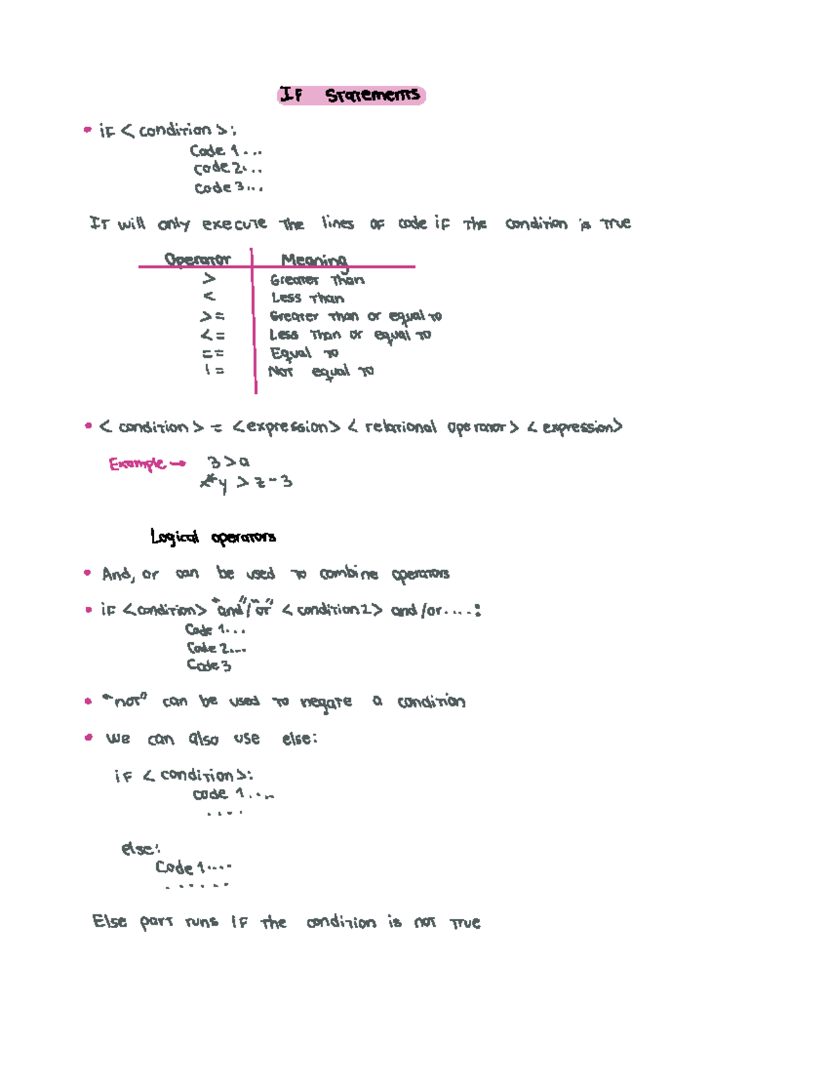 If Statements - Ishan Behoora - IF Statements if conditions Code code 2 ...