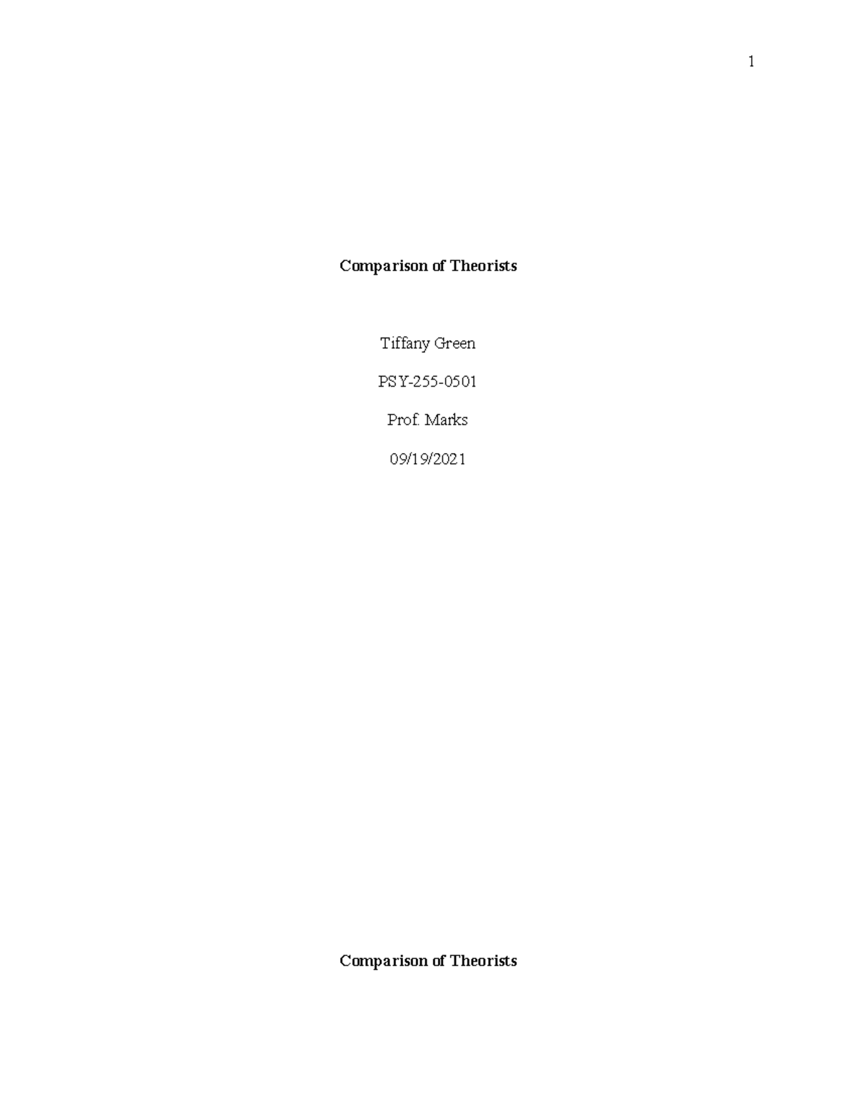 Comparison of Theorists Paper - Comparison of Theorists Tiffany Green ...