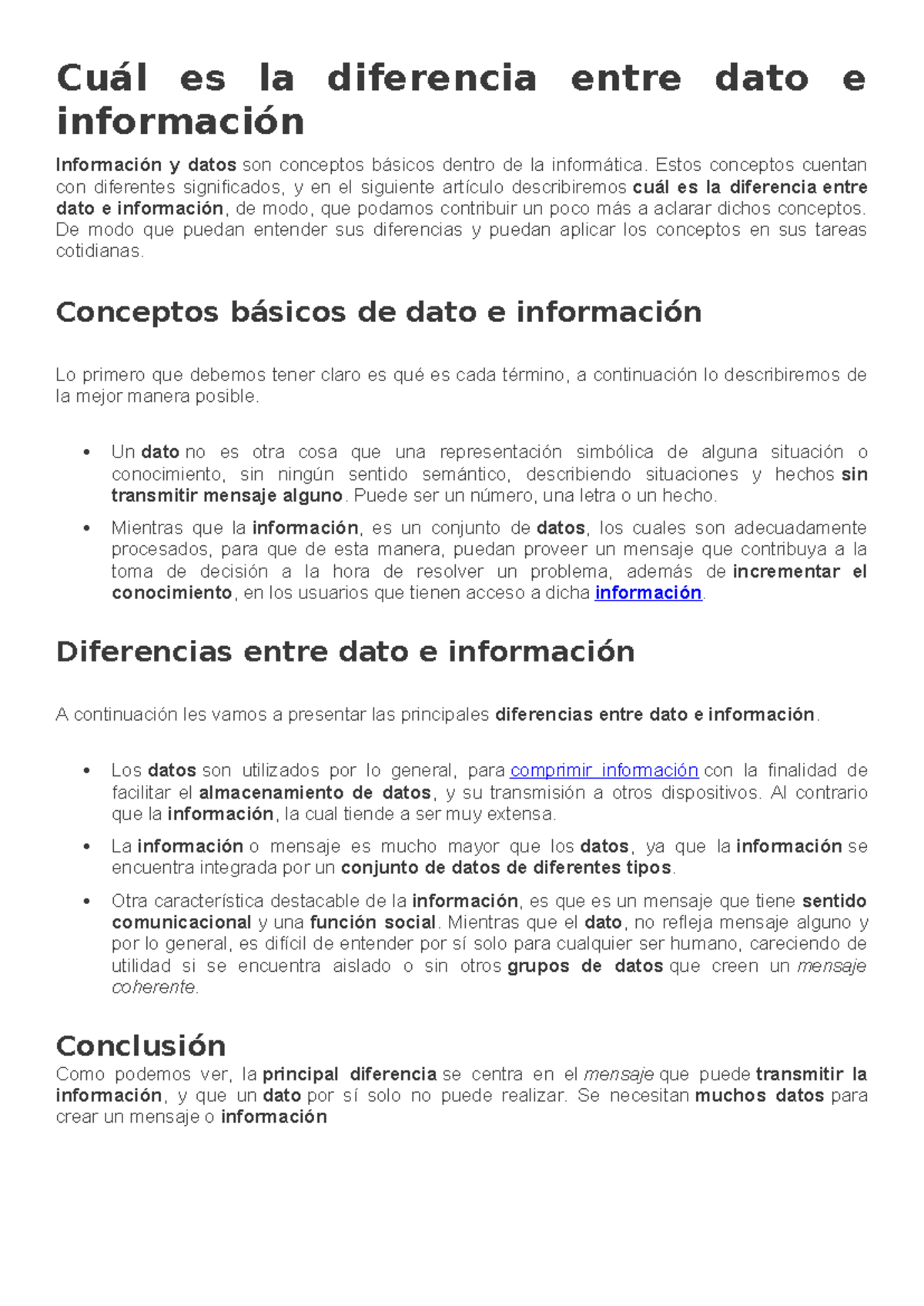 Diferencia entre dato e información - Cuál es la diferencia entre dato ...