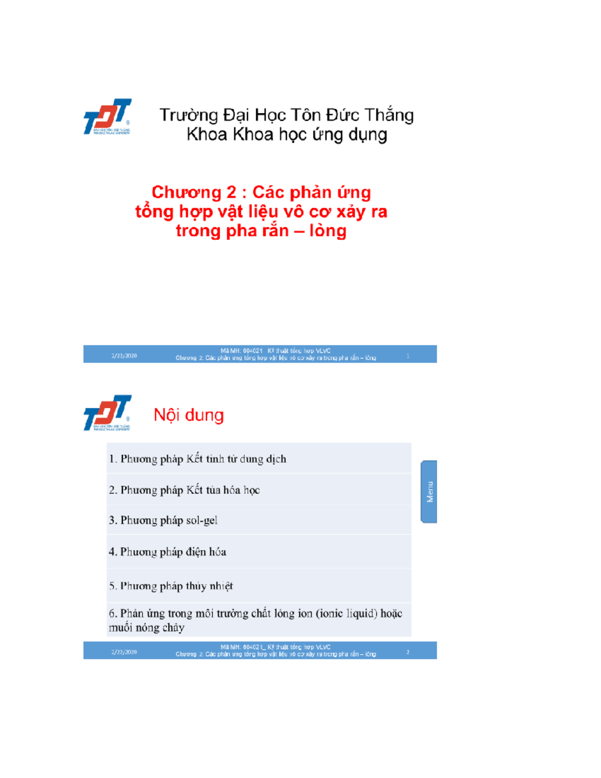 Ch Æ°Æ¡ng 2-PP sol-gel - abcs - Hoá học đại cương vô cơ - Studocu