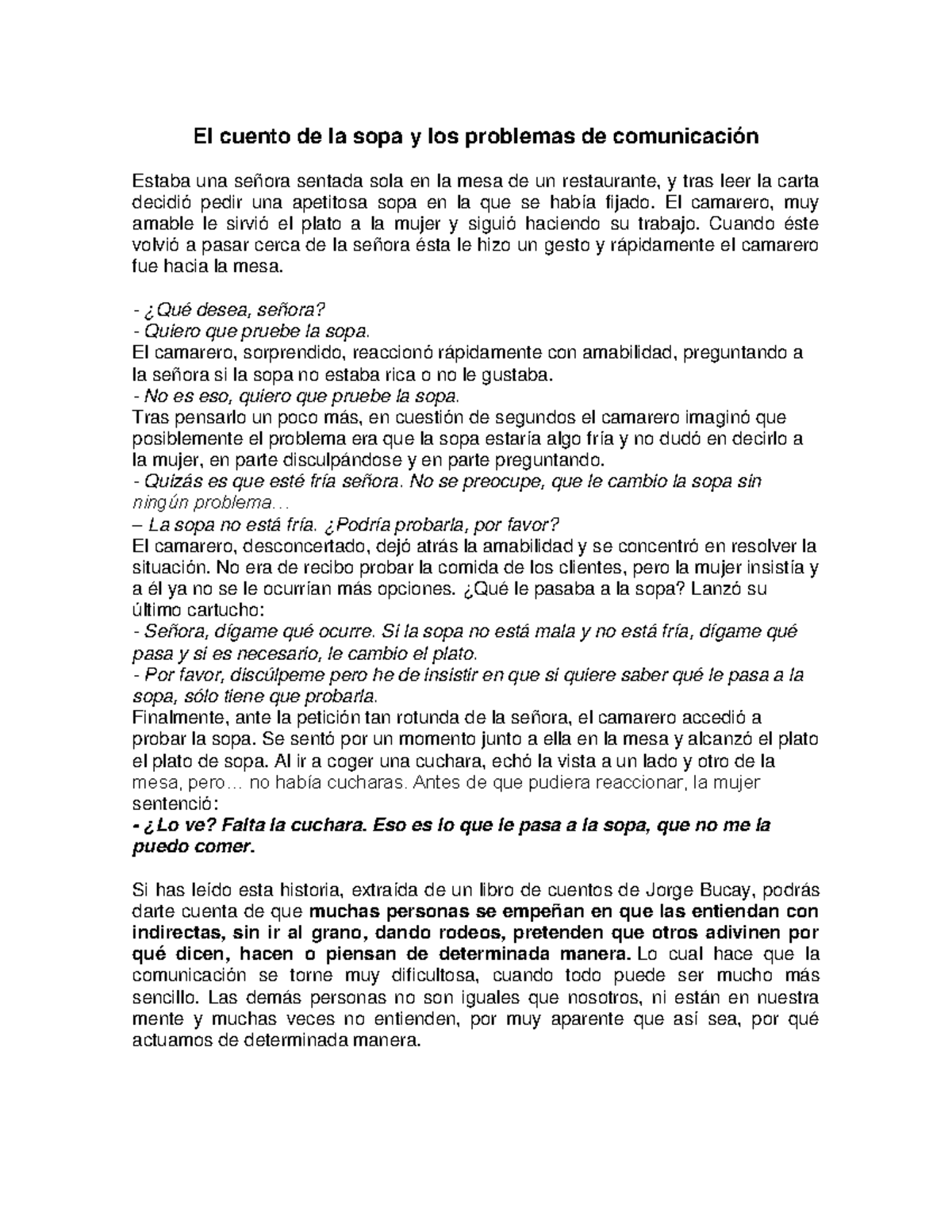 Cuento la sopa y la cuchara - El cuento de la sopa y los problemas de ...