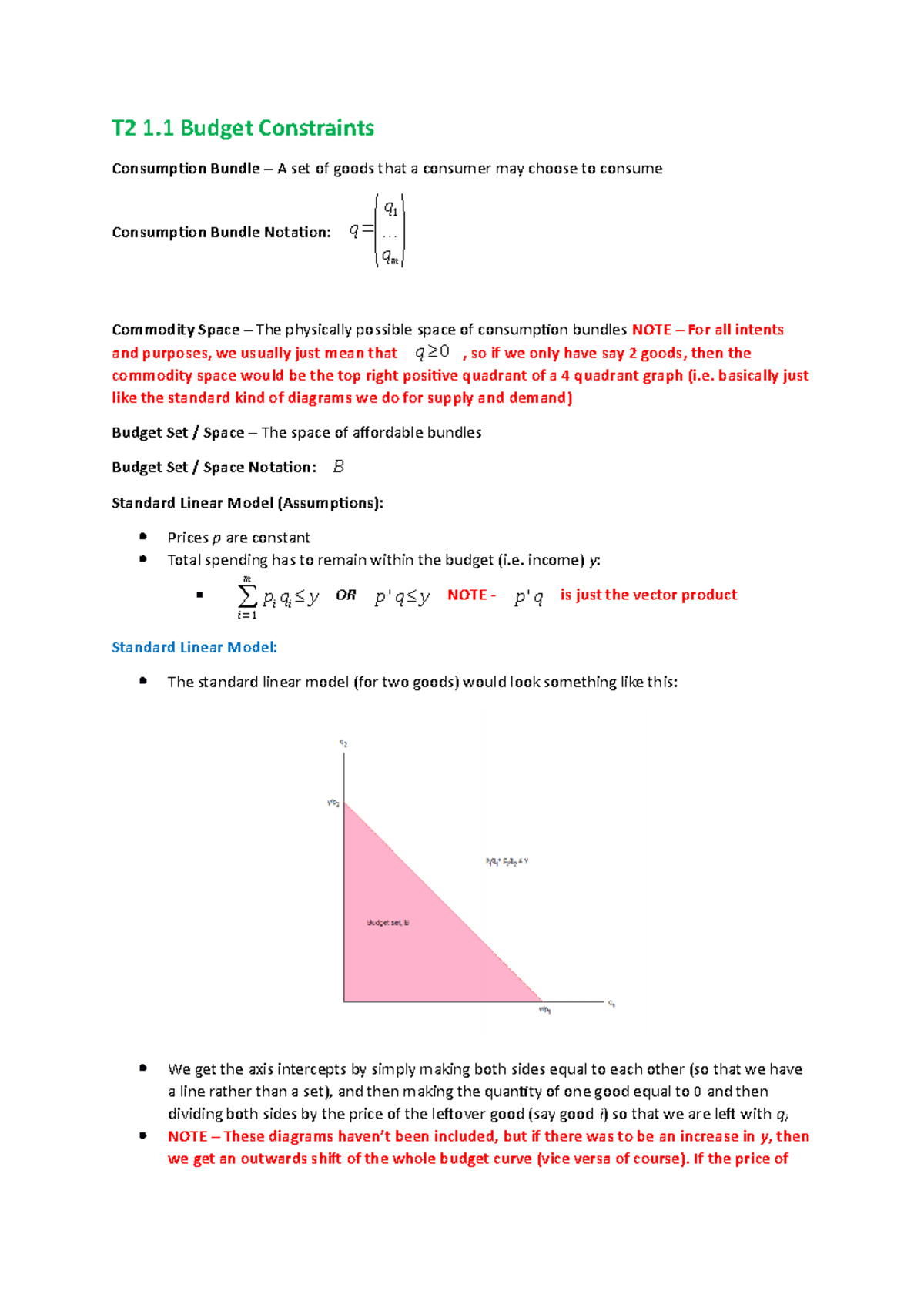 Econ 2001 Term 2 (Topic 1) - ####### T2 1 Budget Constraints ...
