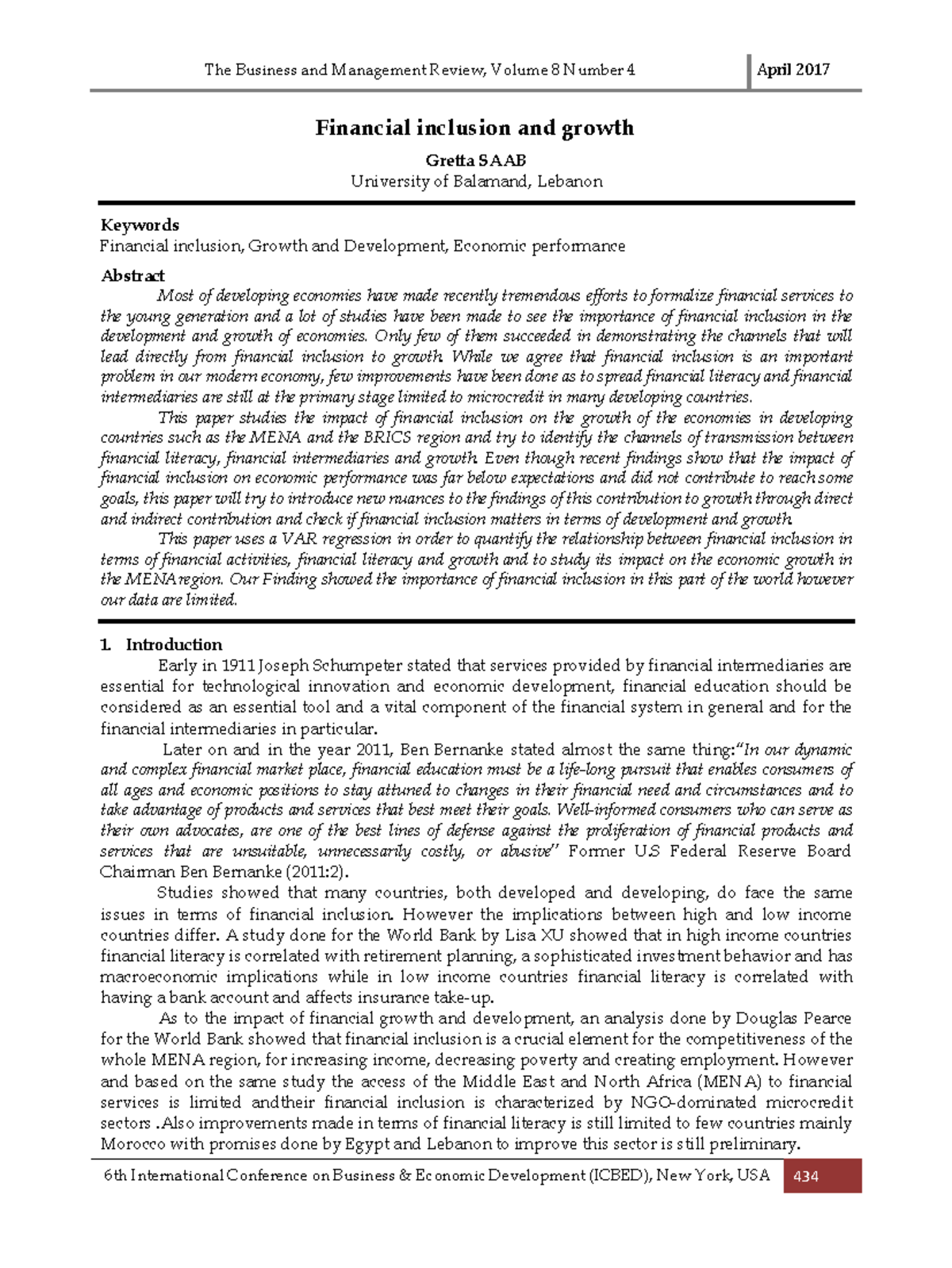 1-s2 - Article on BRICS - Financial inclusion and growth Gretta SAAB ...