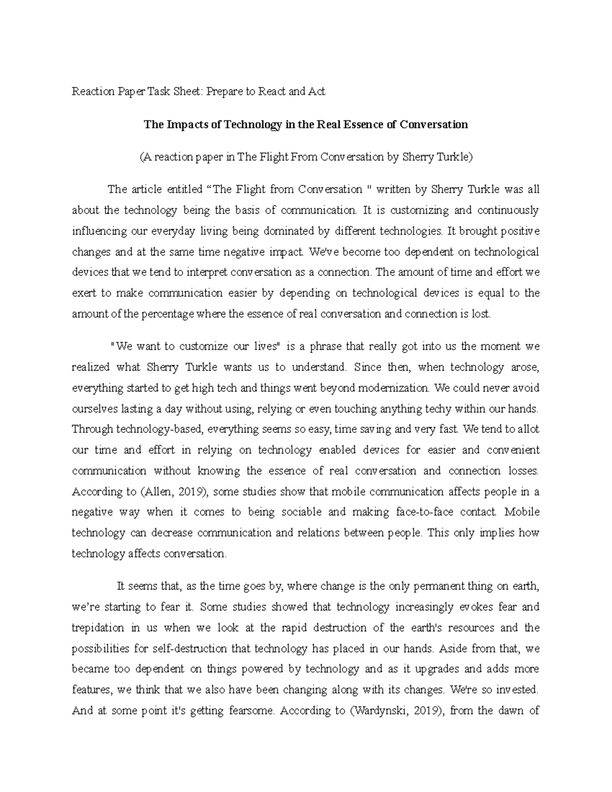 Movie Reaction Paper - Reaction Paper Task Sheet: Prepare to React and ...