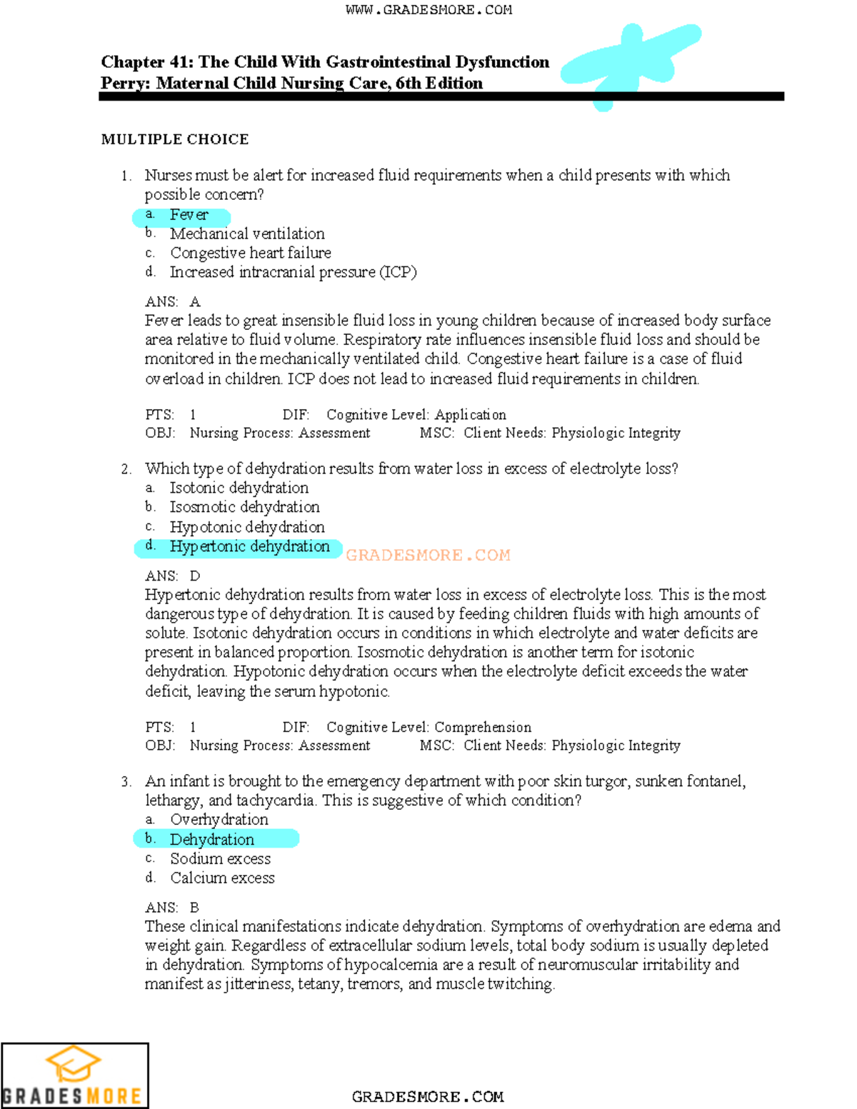 41-1 - Study guide - G R A D E S M O R E. C O M Chapter 41: The Child ...