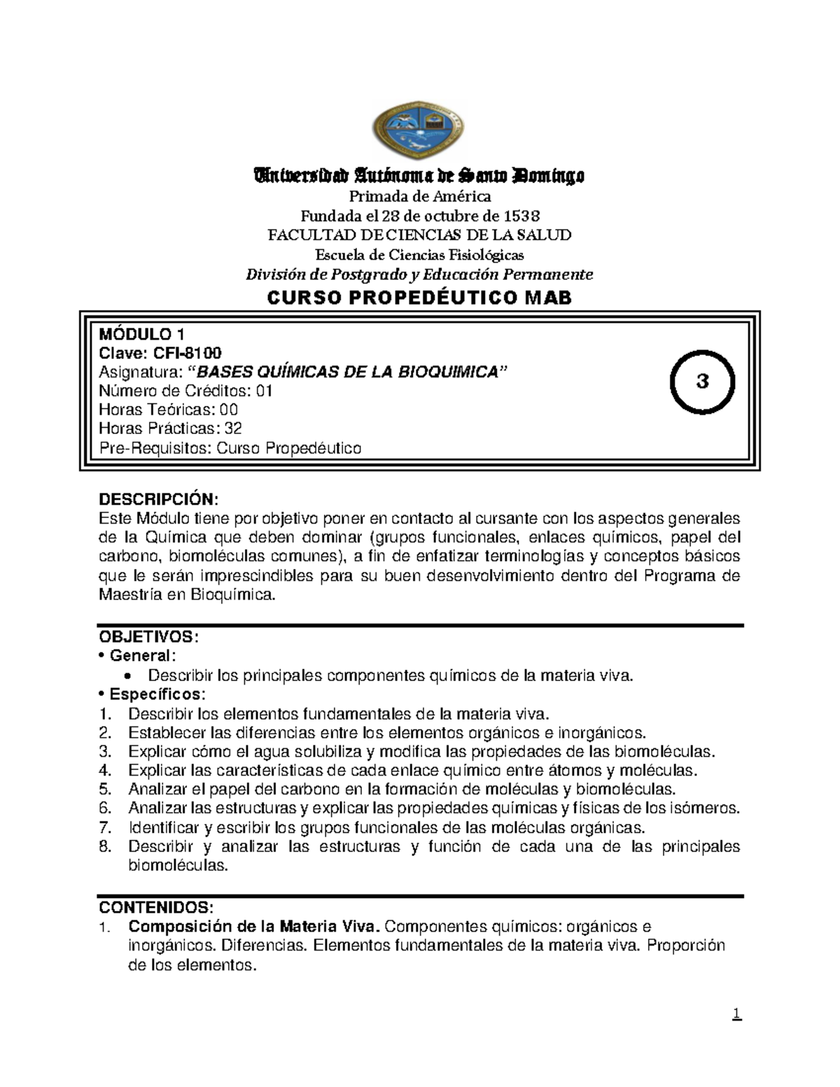 3- Bases Quimicas Bioquimica - M1 MAB5 - 1 Universidad AutÛnoma de ...
