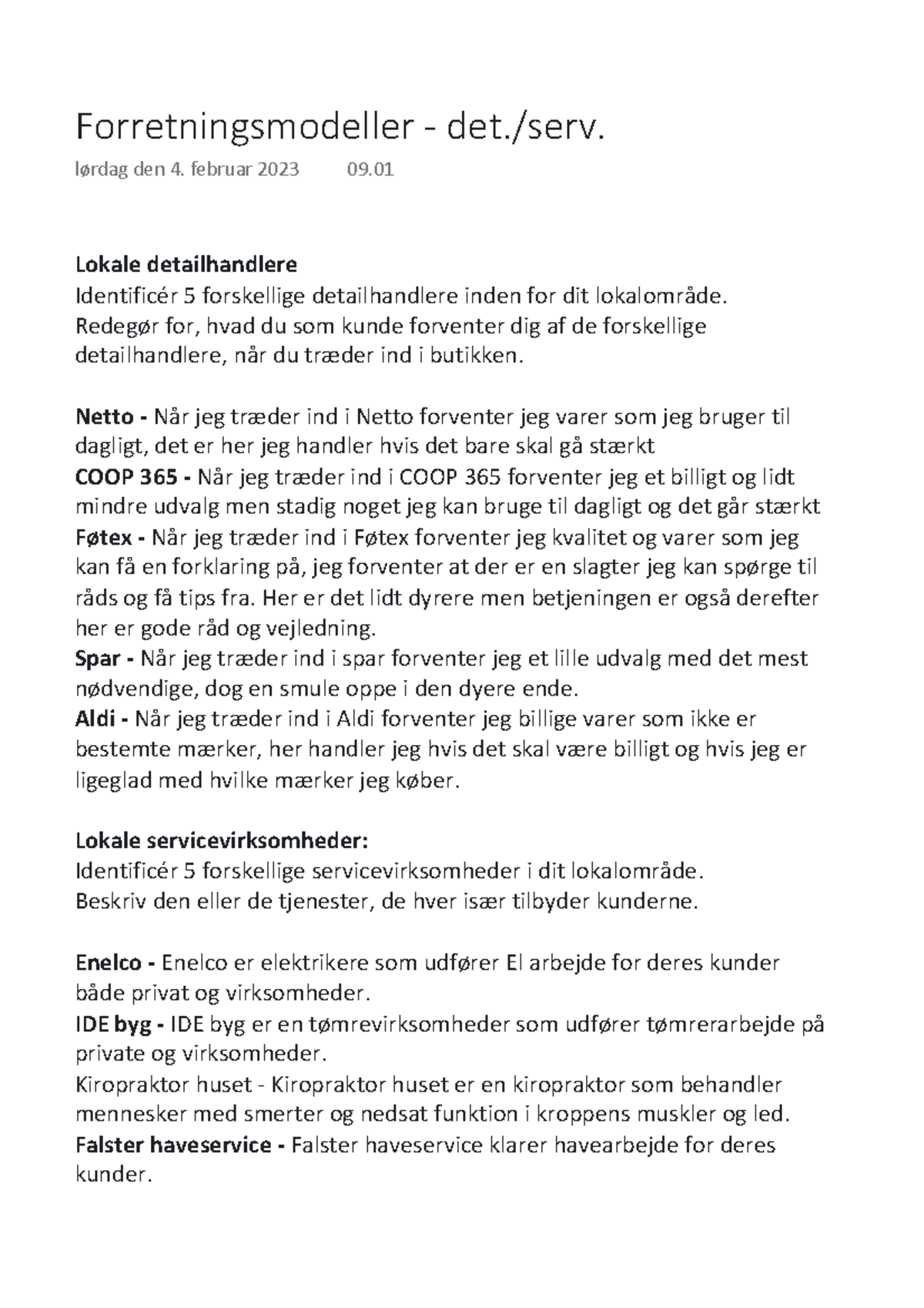 Forretningsmodeller - det.serv - Lokale detailhandlere Identificér 5 ...
