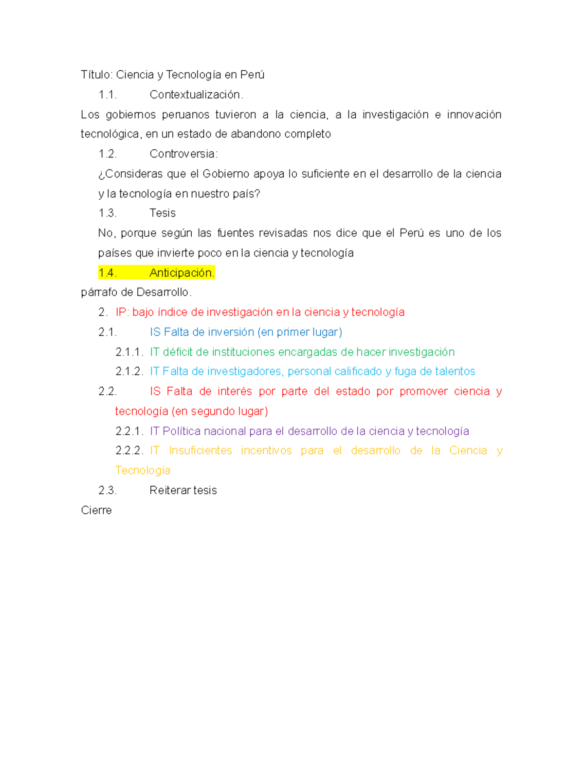 Esquema de redacción cyt en el Perú - Título: Ciencia y Tecnología en ...