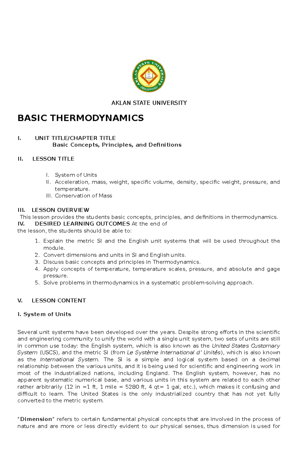 Basic Thermodynamics- Basic Concepts, Principles, and Definitions ...