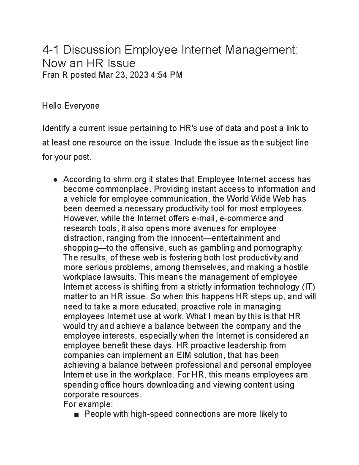 4-1 Discussion on Risk and Trend - 4-1 Discussion Employee Internet ...
