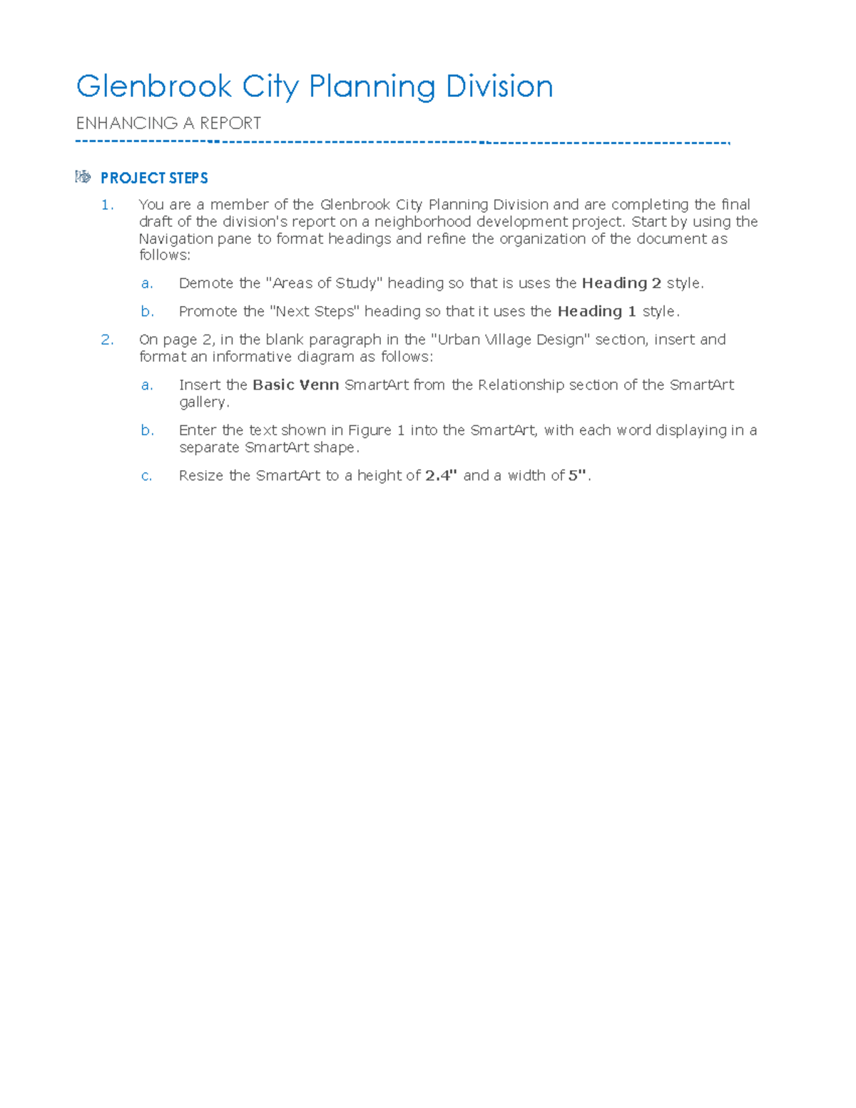 Module 3 - Instructions - Glenbrook City Planning Division ENHANCING A REPORT PROJECT STEPS You ...