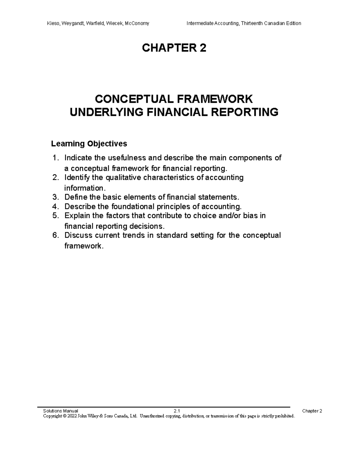 Sm02 - Solution for chapter 2 - CHAPTER 2 CONCEPTUAL FRAMEWORK UNDERLYING FINANCIAL REPORTING ...