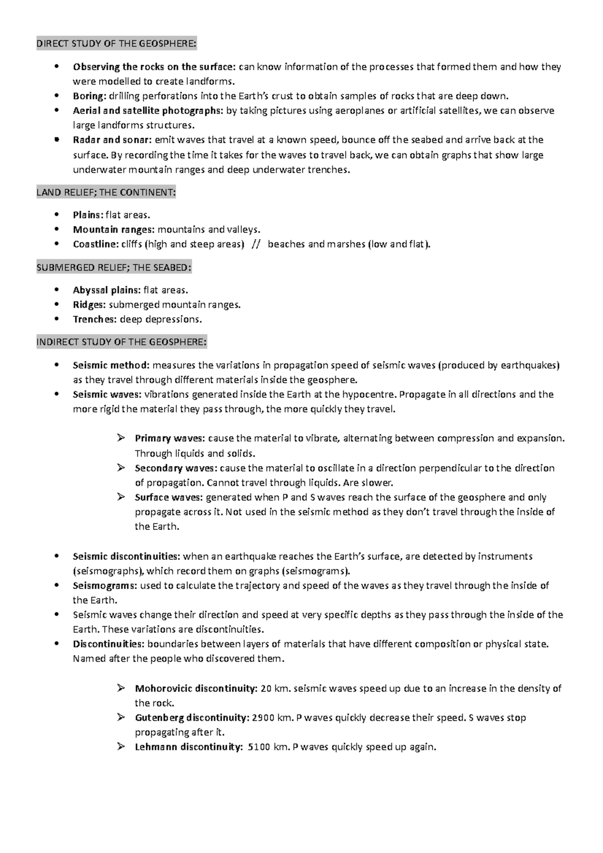 Direct Study of the Geosphere - DIRECT STUDY OF THE GEOSPHERE ...