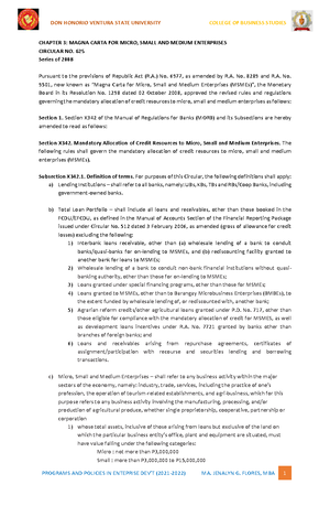 Chap 2 Programs and Policies in Enterprise Development - CHAPTER 2: DTI ...