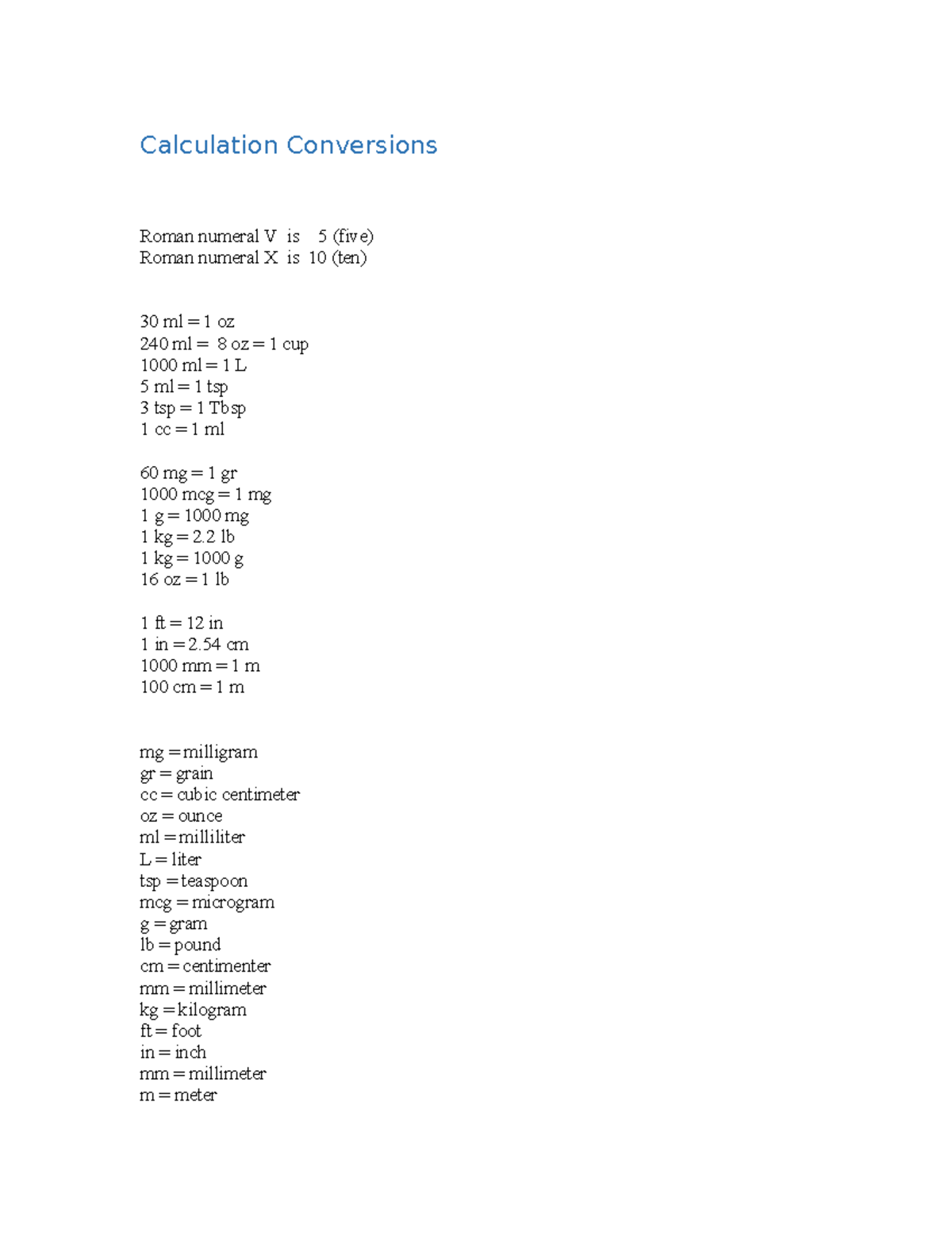 Calculation Conversions - Copy - Calculation Conversions Roman numeral ...