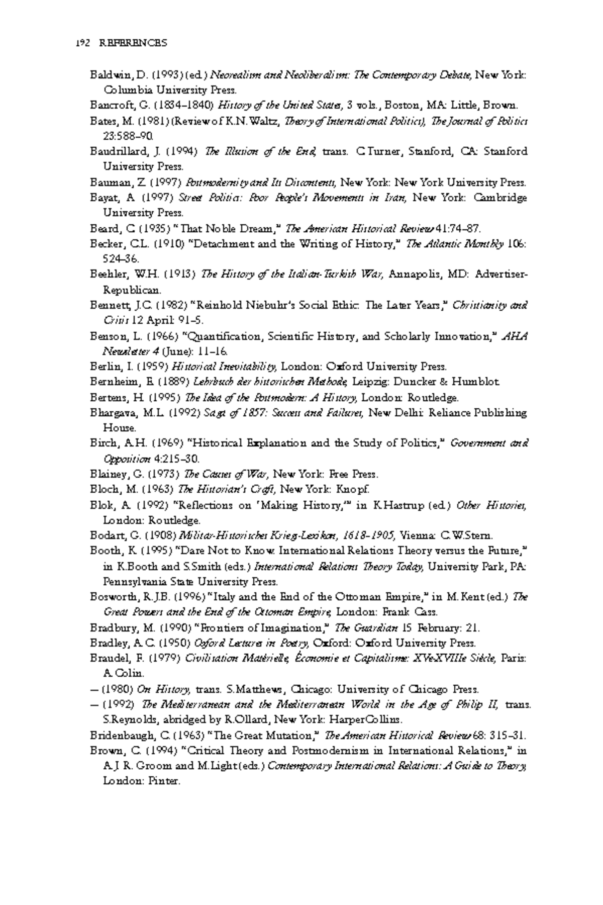 History of IR-101 - Baldwin, D. (1993) (ed.) Neorealism and ...