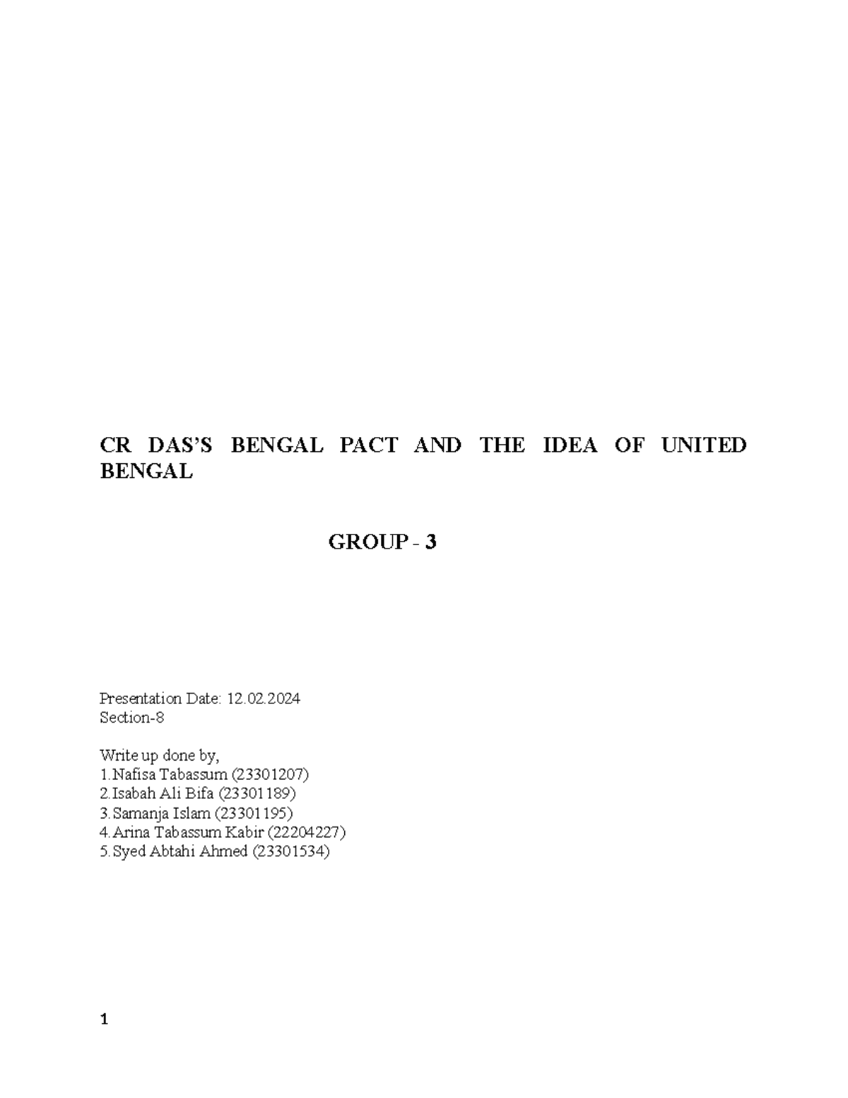CR DAS AND United Bengal - CR DAS’S BENGAL PACT AND THE IDEA OF UNITED ...