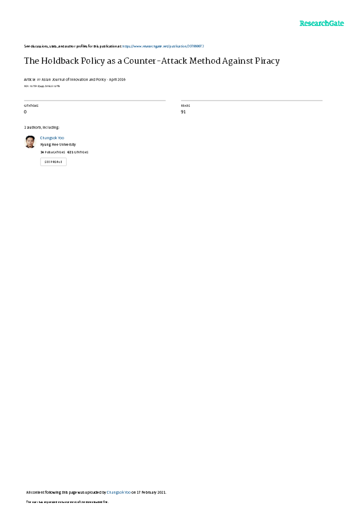 The Holdback Policy as a Counter-Attack Method Aga - See discussions ...