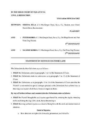 Writ of Summons - Assessment - IN THE HIGH COURT OF FIJI AT SUVA CIVIL ...