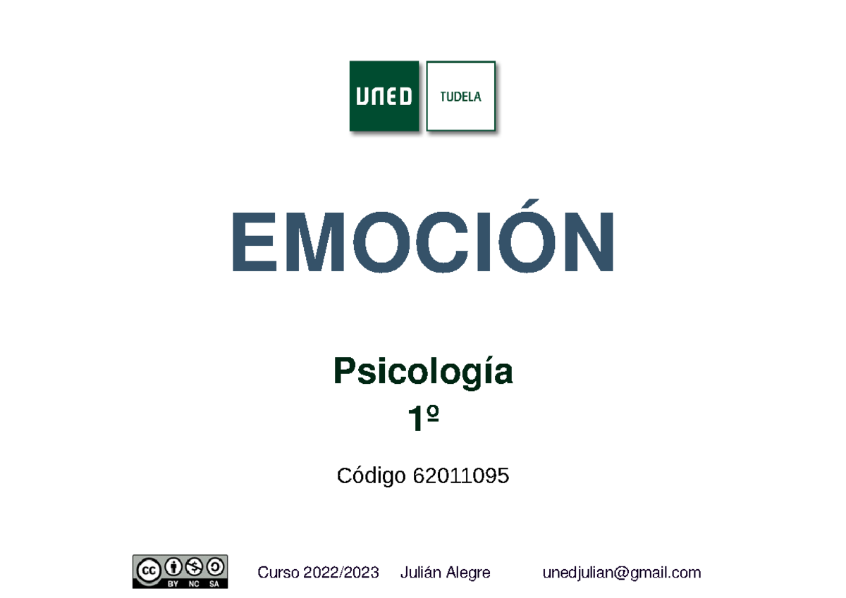 Emot01 - psicologia de la emocion - EMOCIÓN Psicología Curso 2022/2023 ...