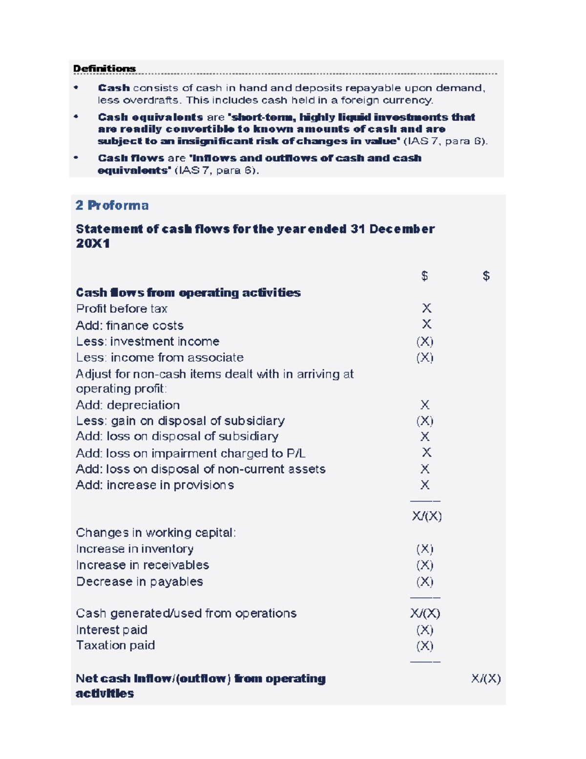 6. IAS 7 - Group Cash Flow - ACCA SBR Short Notes - Studocu