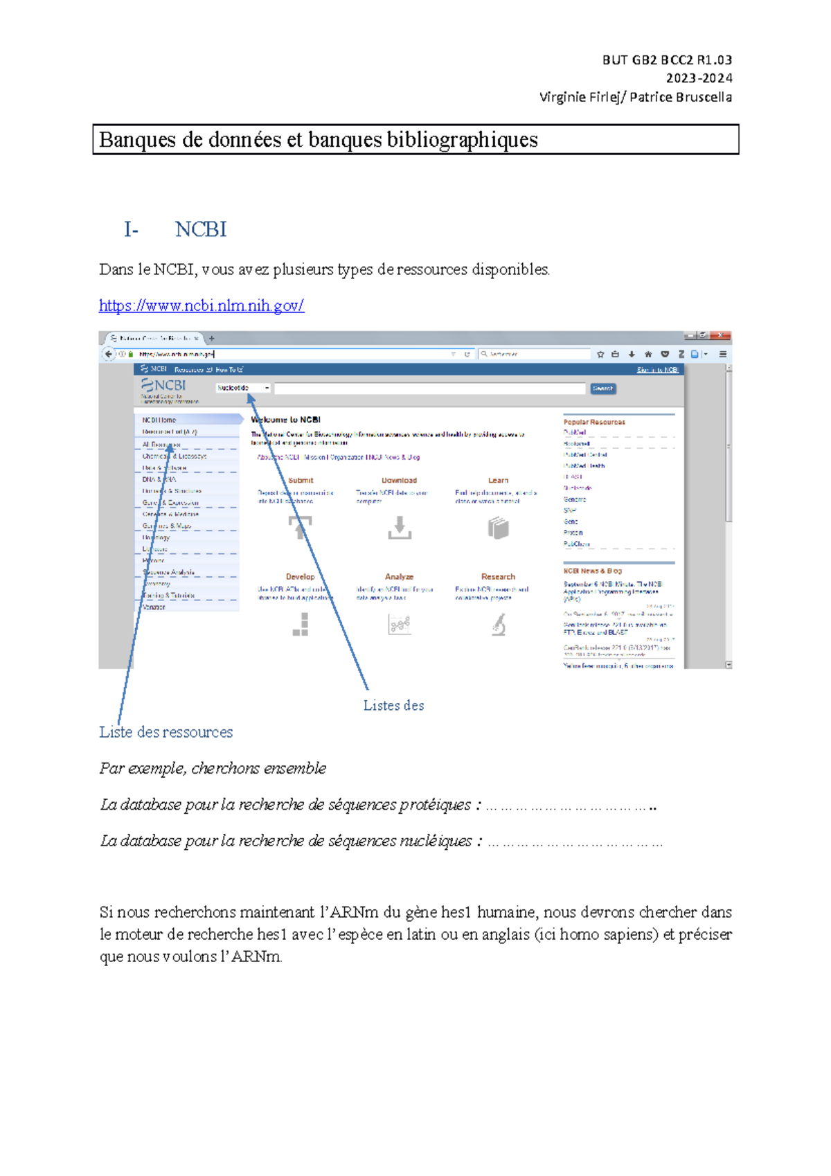 Poly TP BCC2 bioinfo - Vue d'ensemble sur la bio-informatique - BUT GB2 ...