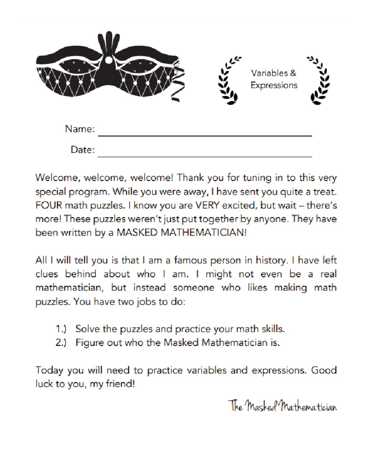 Student Version Masked Mathematican - Studocu