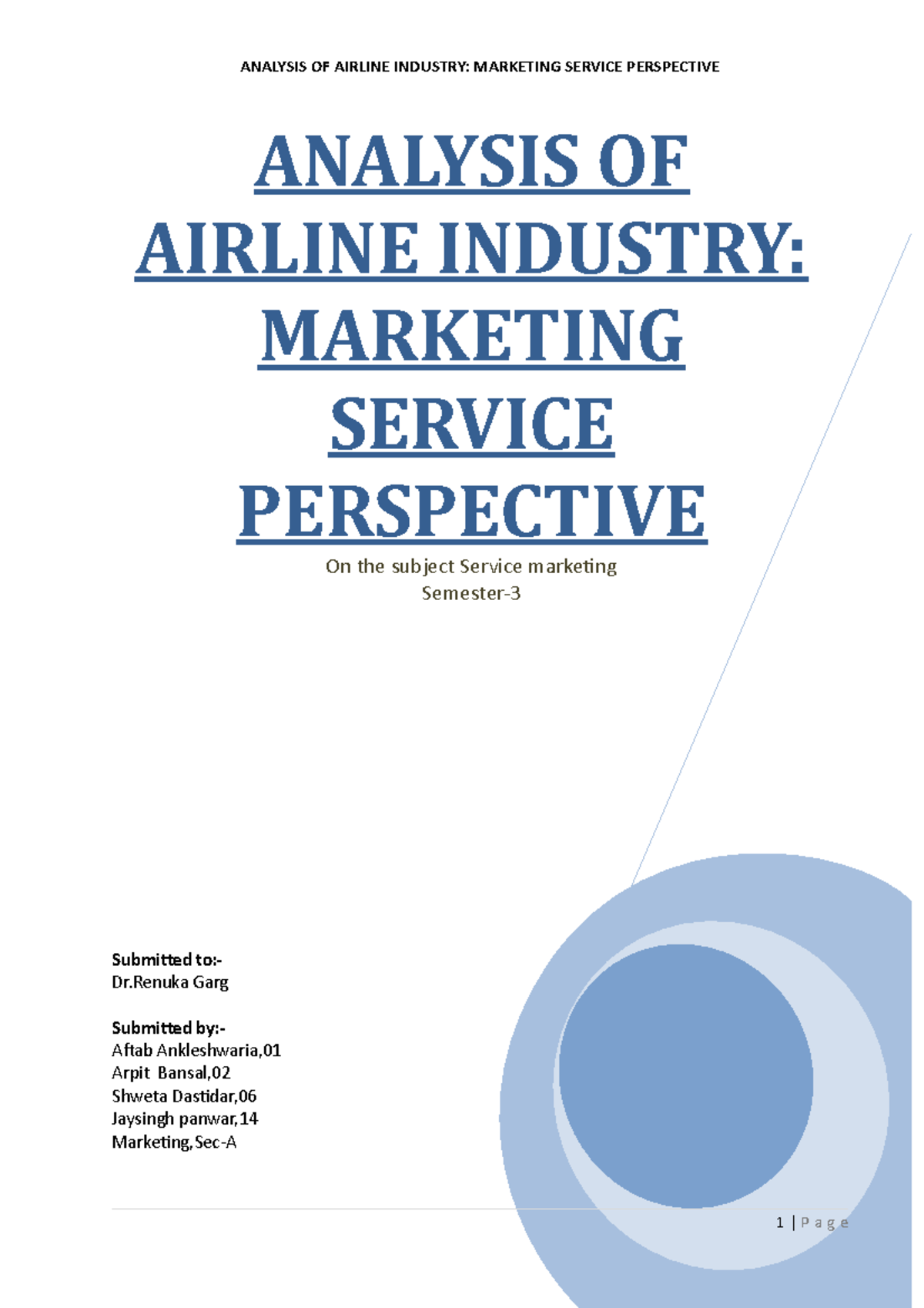 Analysis of Airline Industry - ANALYSIS OF AIRLINE INDUSTRY: MARKETING ...