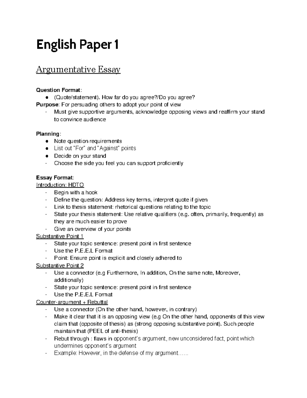 English P1 - English Paper 1 Argumentative Essay Question Format ...