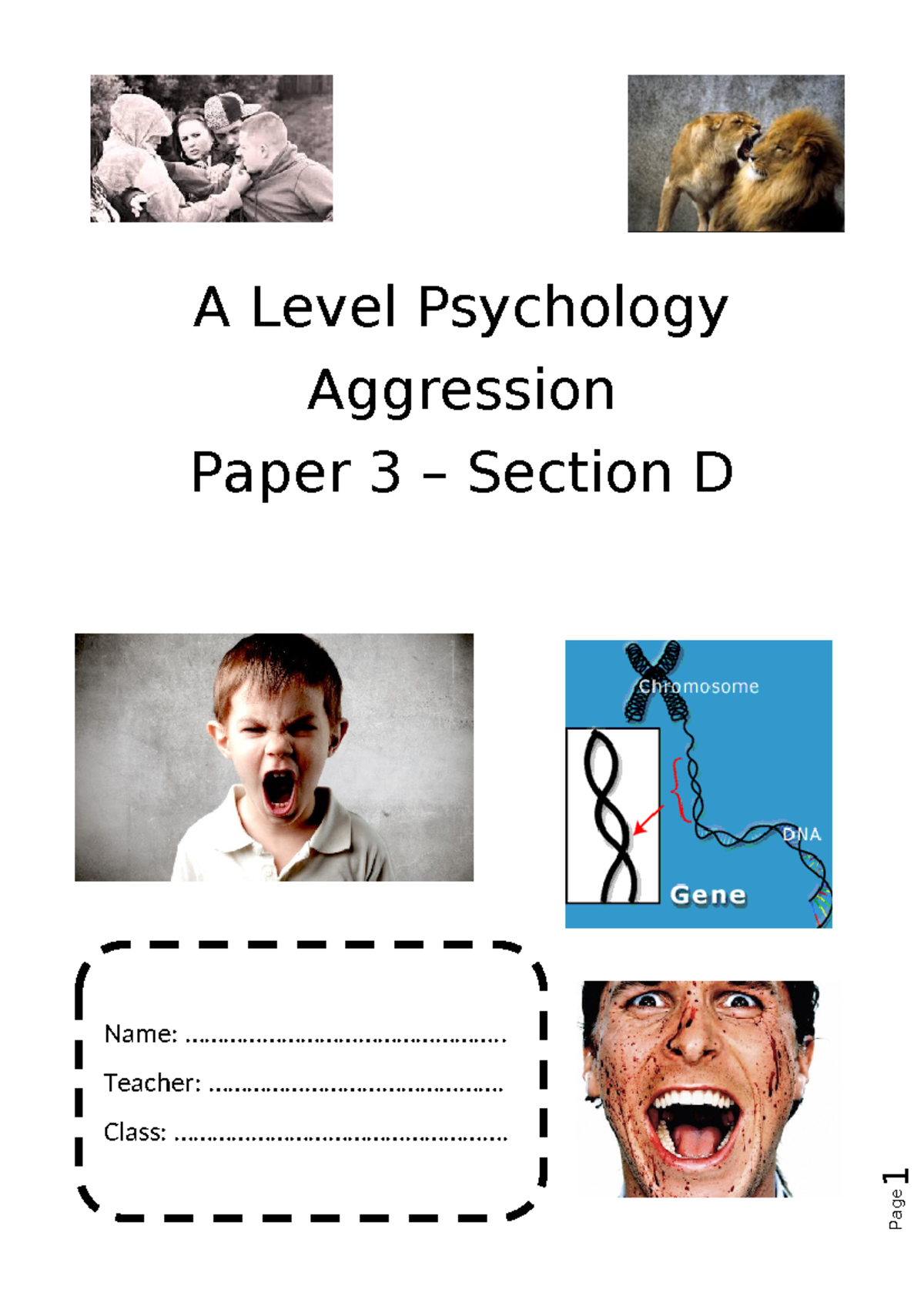 A Level Psychology: Neural and Hormonal Influences on Aggression - 1 A ...