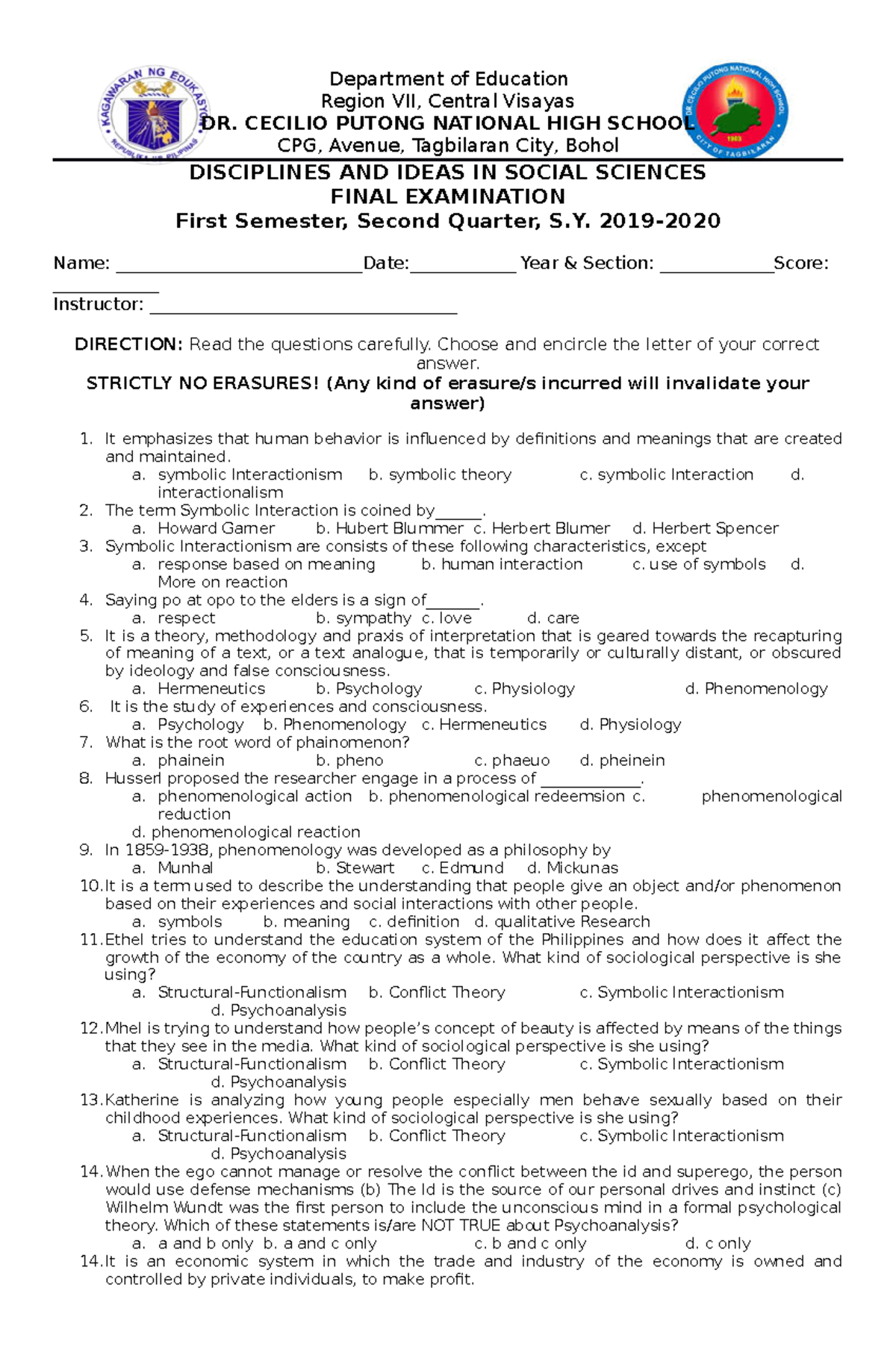 DISS Final EXAM - lecture notes on intro to diss - Department of ...