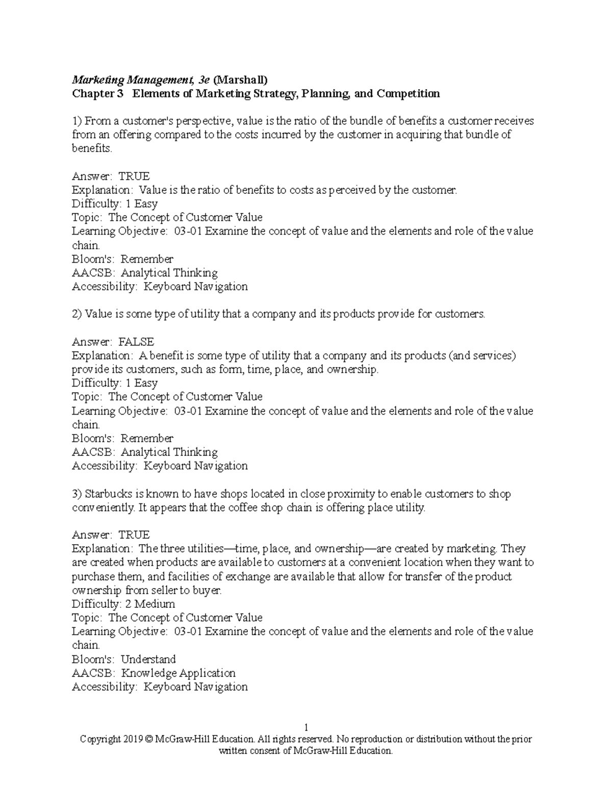 Marshall 3e chapter 03 tb answer - Marketing Management, 3e (Marshall ...