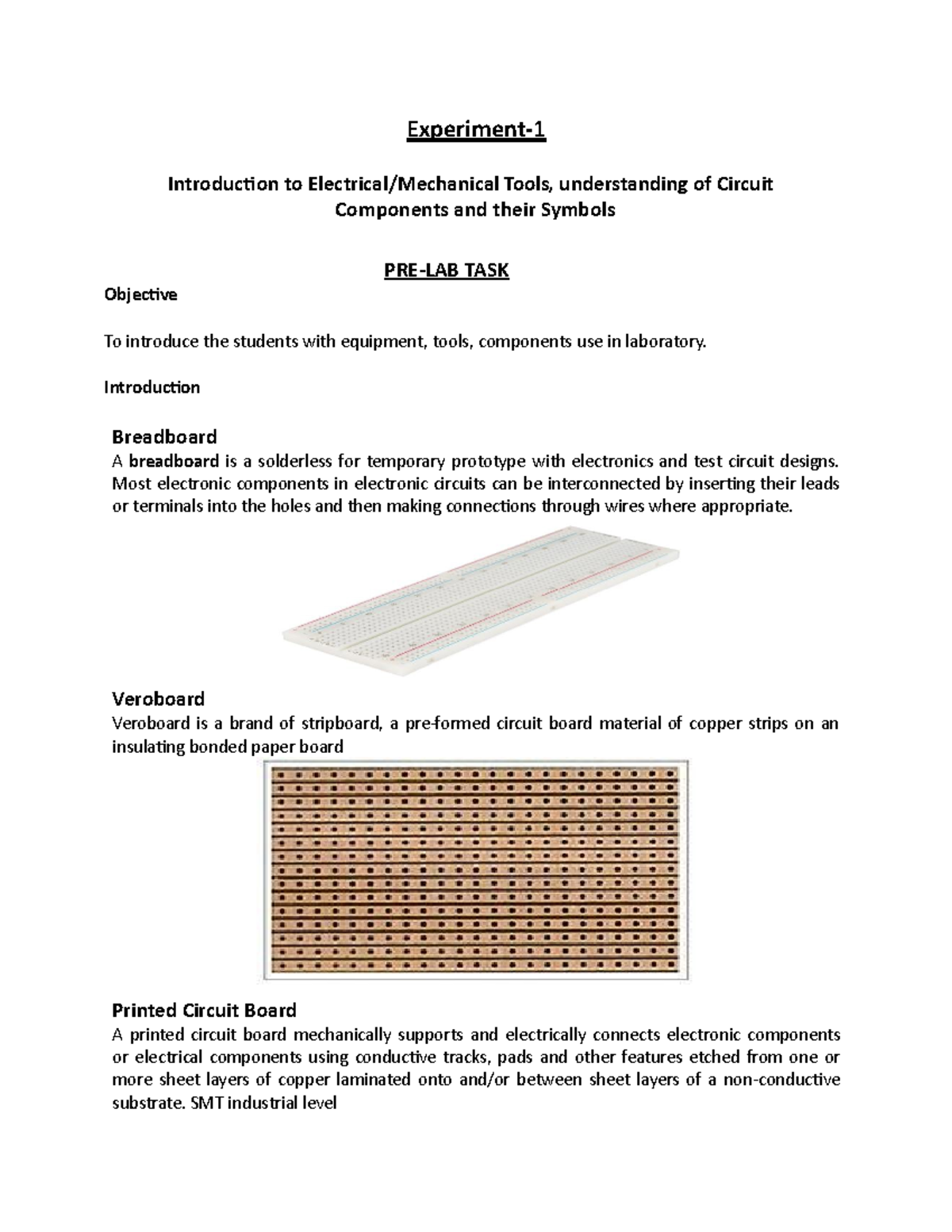 Electronics lab 1 - Experiment- Introduction to Electrical/Mechanical ...
