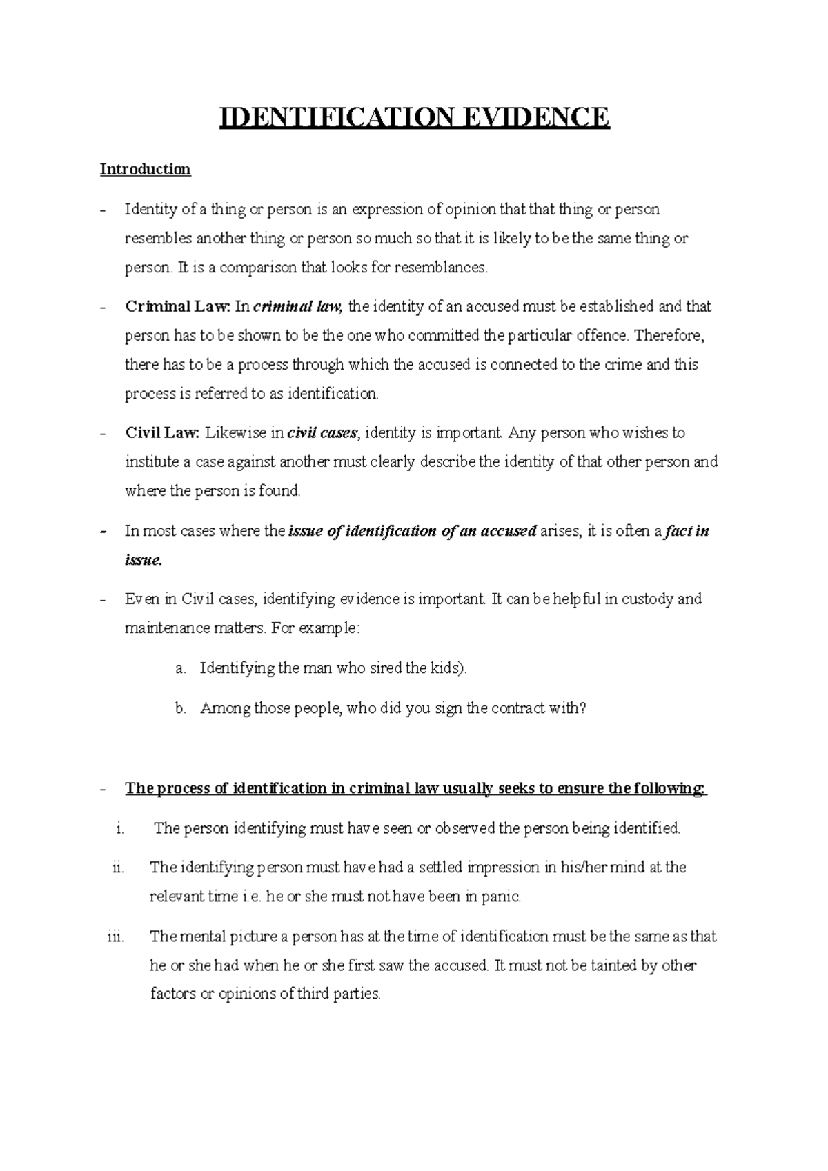 Identity Evidence notes applicable in Kenya (Turnbull guidelines and ...