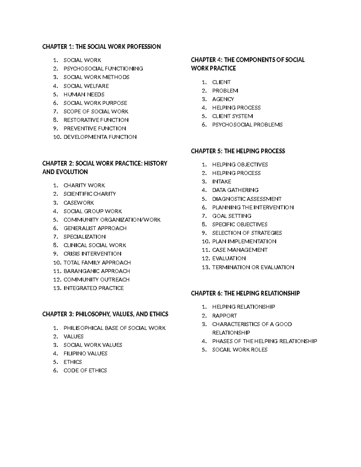 Social WORK - OKS - CHAPTER 1: THE SOCIAL WORK PROFESSION 1. SOCIAL ...