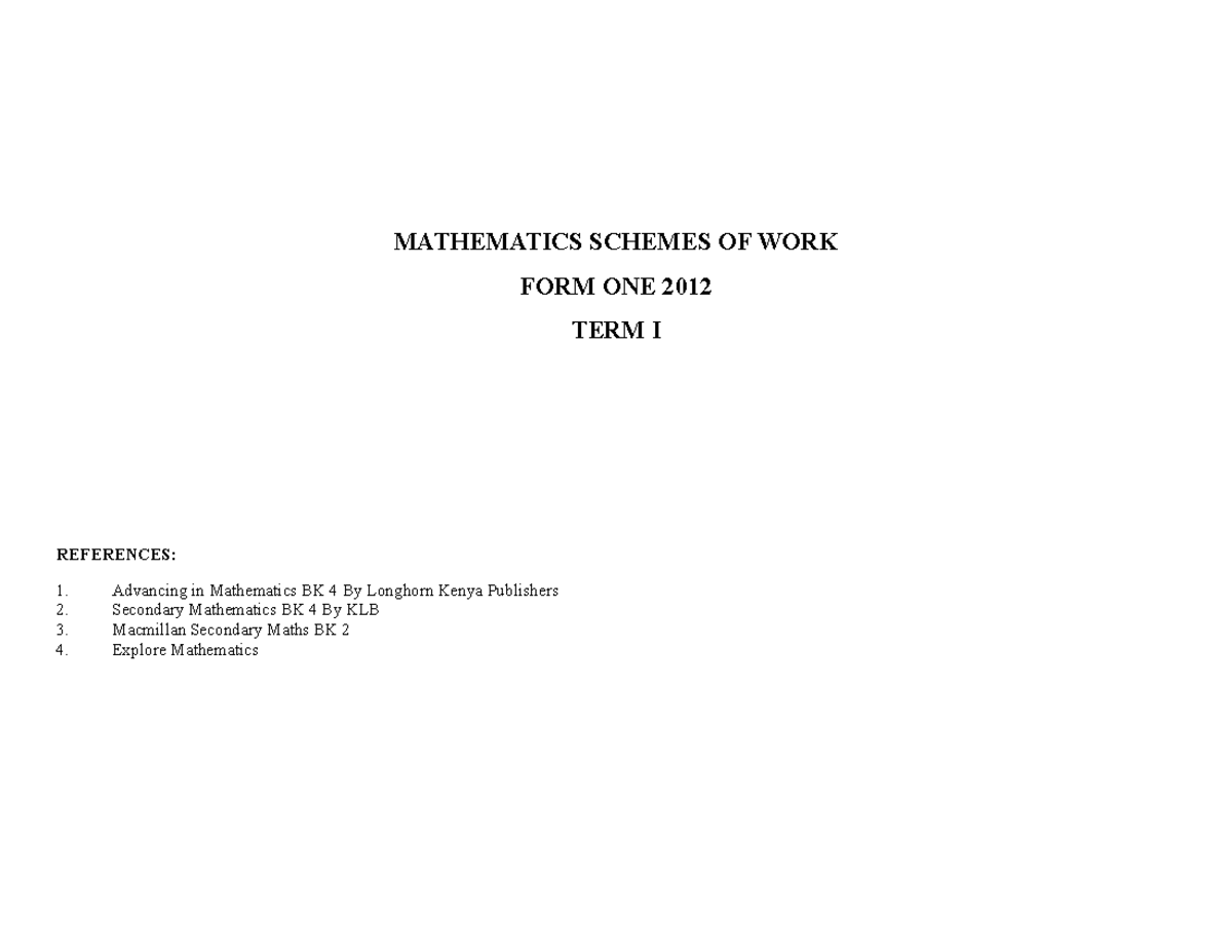 Math scheme form 1 - sample practice excercises - MATHEMATICS SCHEMES ...