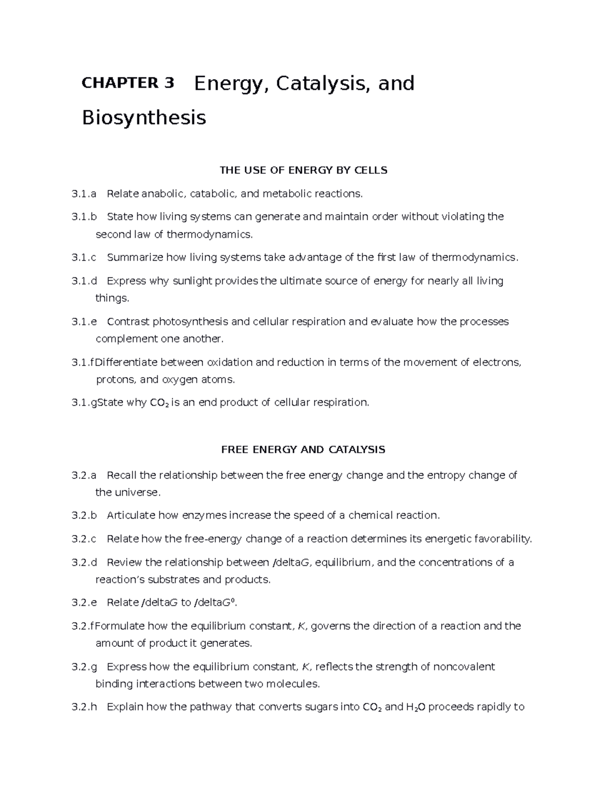 Chapter 3 Energy - CHAPTER 3 Energy, Catalysis, and Biosynthesis THE ...