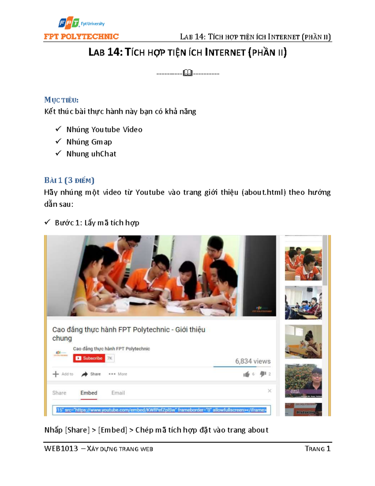 Web1013-Lab14- AssimgntDOM101- Vinamilk - LAB 14 : TÍCH HỢP TIỆN ÍCH INTERNET (PHẦN II) - - MỤC ...