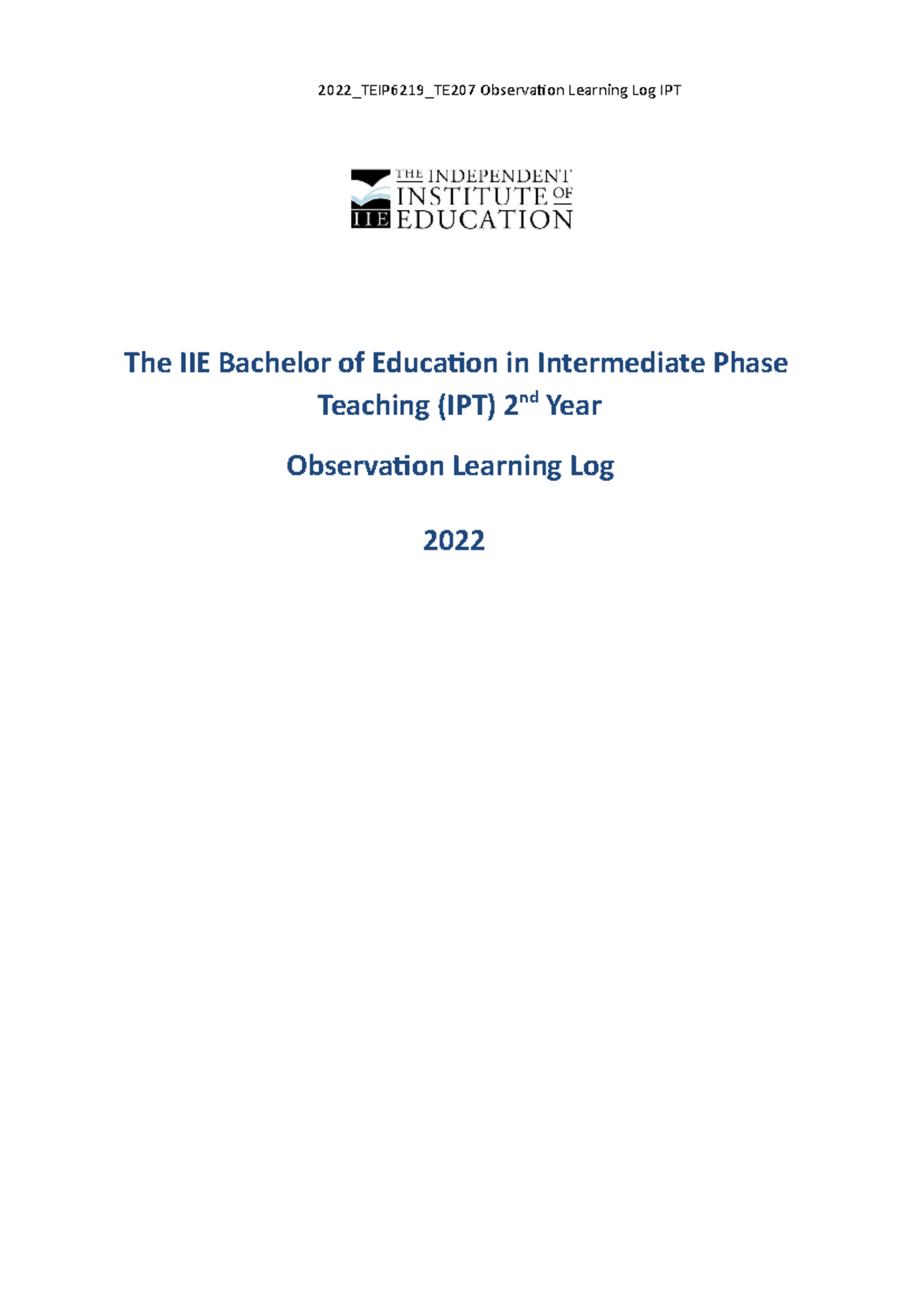 Document - Mathematics - The IIE Bachelor of Education in Intermediate ...
