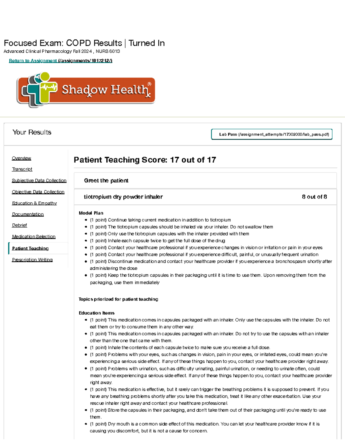 Education - Debbie O'Connor - Focused Exam: COPD Results | Turned In ...
