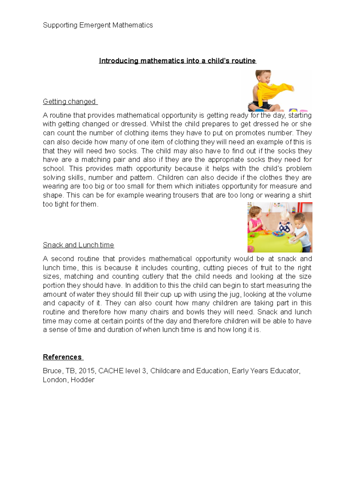 Mathematics In Routine Supporting Emergent Mathematics Introducing