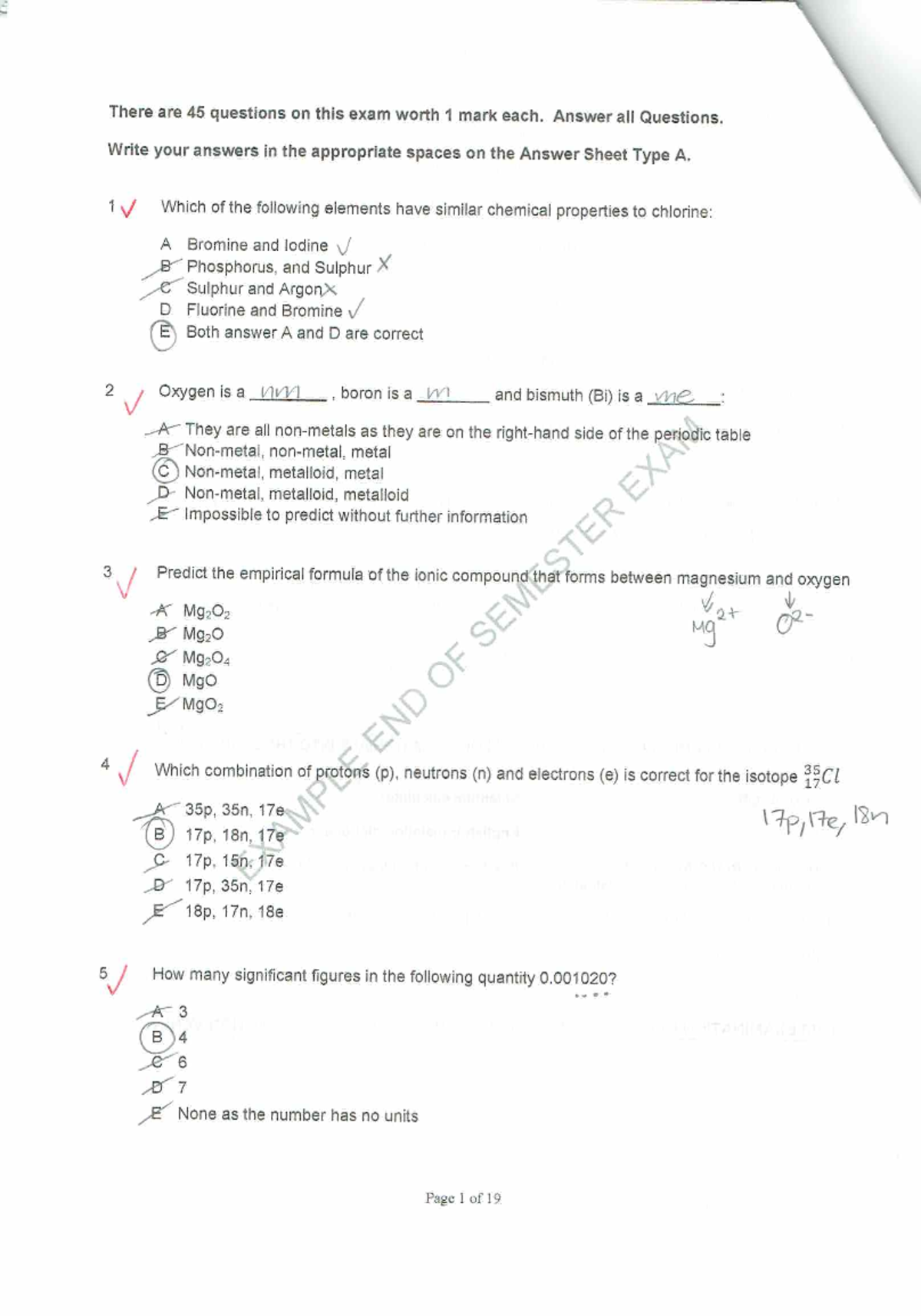 Sample/practice exam 2015, questions and answers - end of semester ...