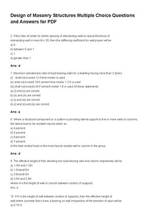 Building Construction MCQs - Building Construction and Drawing - Studocu
