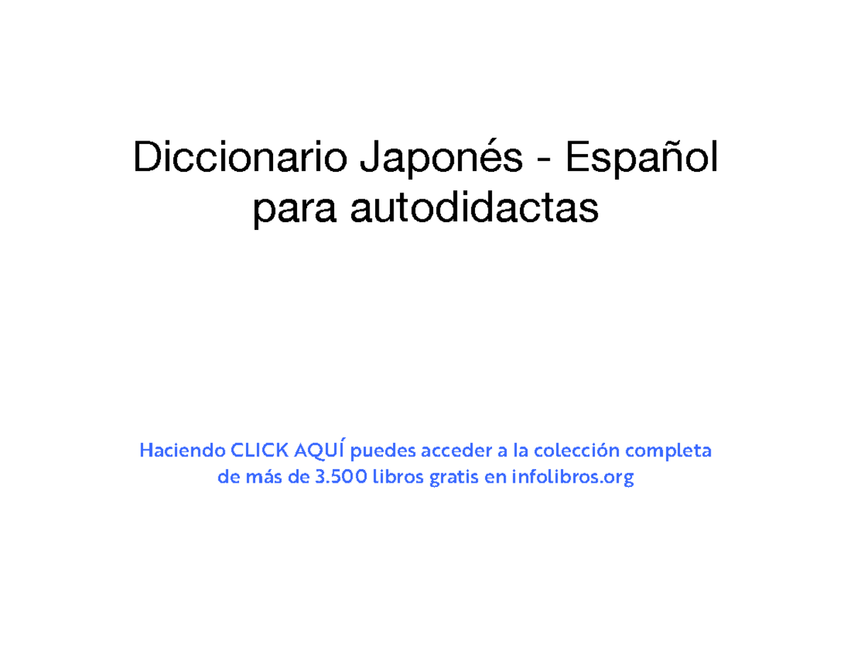 18. Diccionario Japonés. Español para autodidactas autor Dominio ...